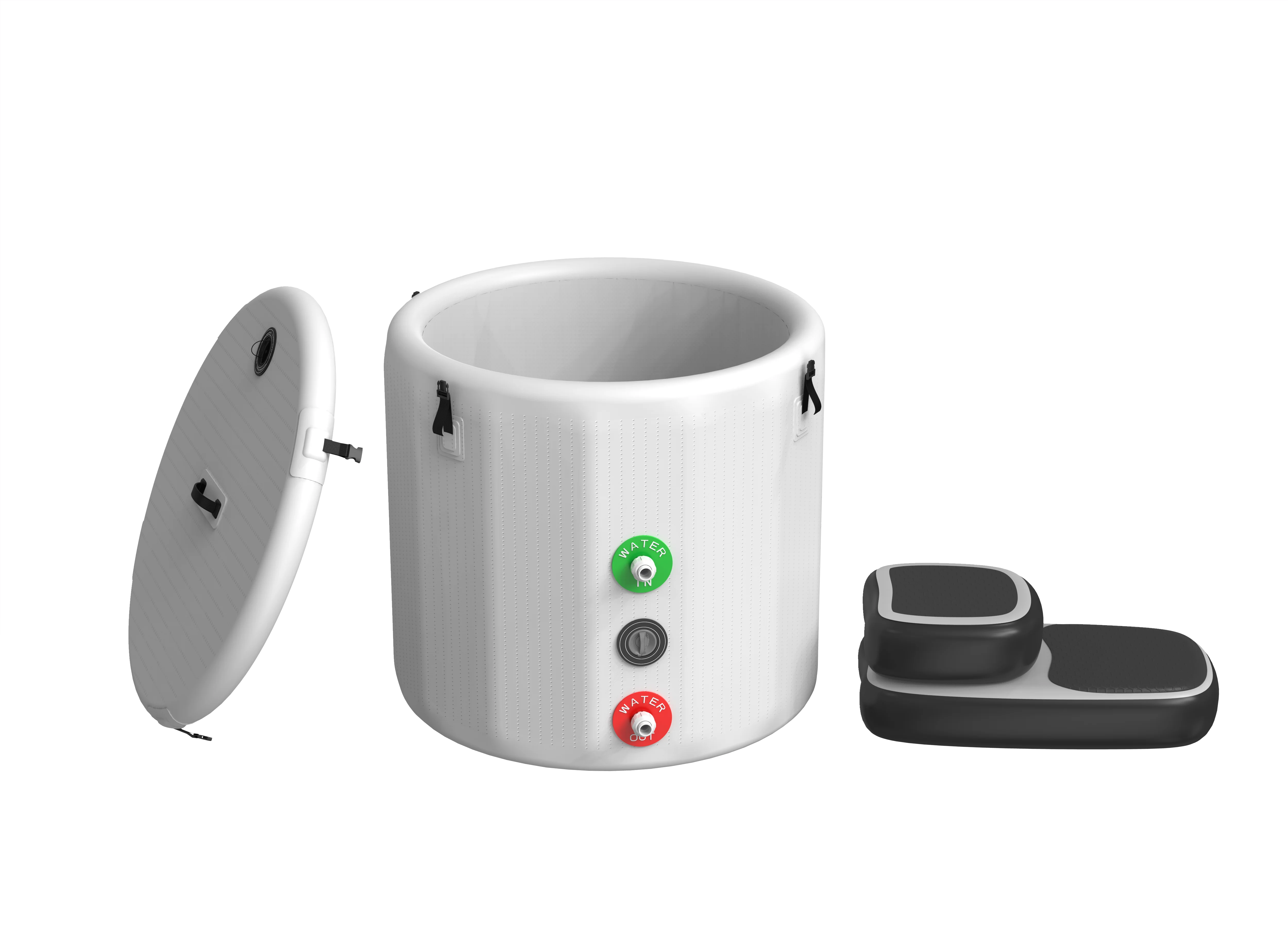 ICEGALAX Black Inflatable Cold Plunge Tub With Chiller Outdoor Ice ...