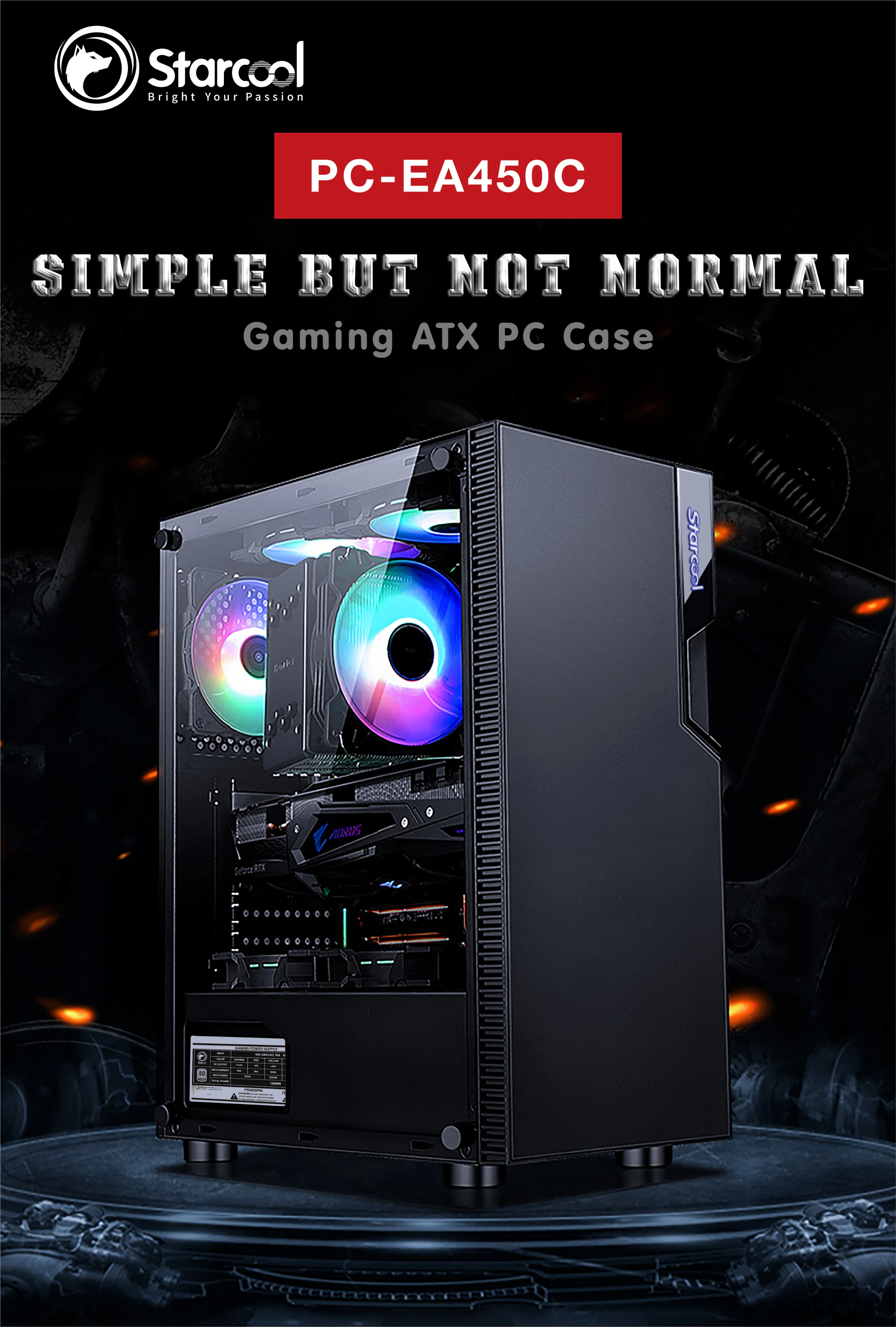 2024 New ATX PC Case Tempered Glass Gaming Computer Case With LED Light ...