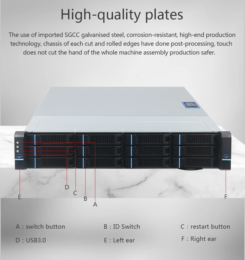 2U 12-Disc Rackmount Expandable Backplane Hot Swap Storage Server Case