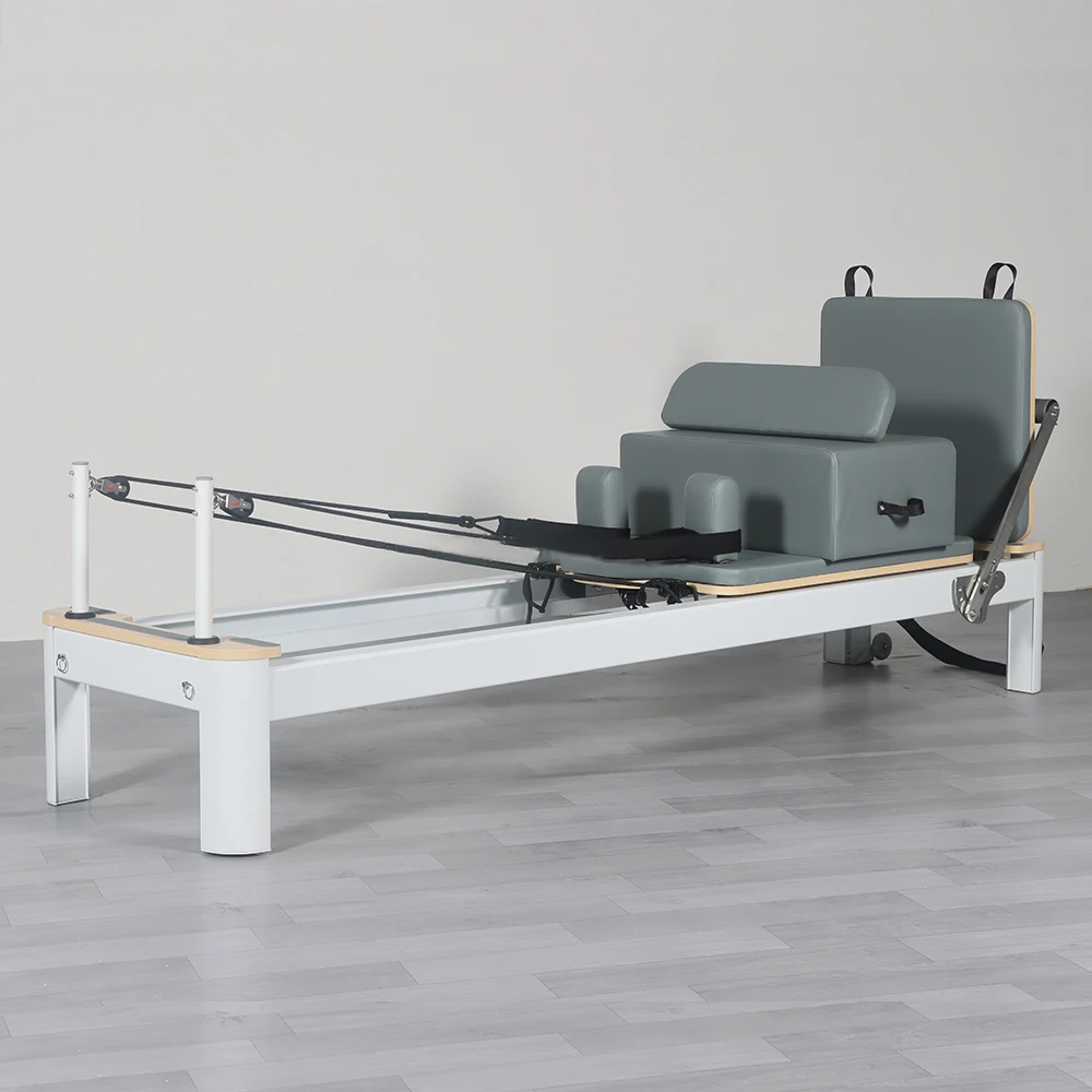 Pilates Reformer Machine Equipment Sliding Yoga Bed Gym Studio White ...