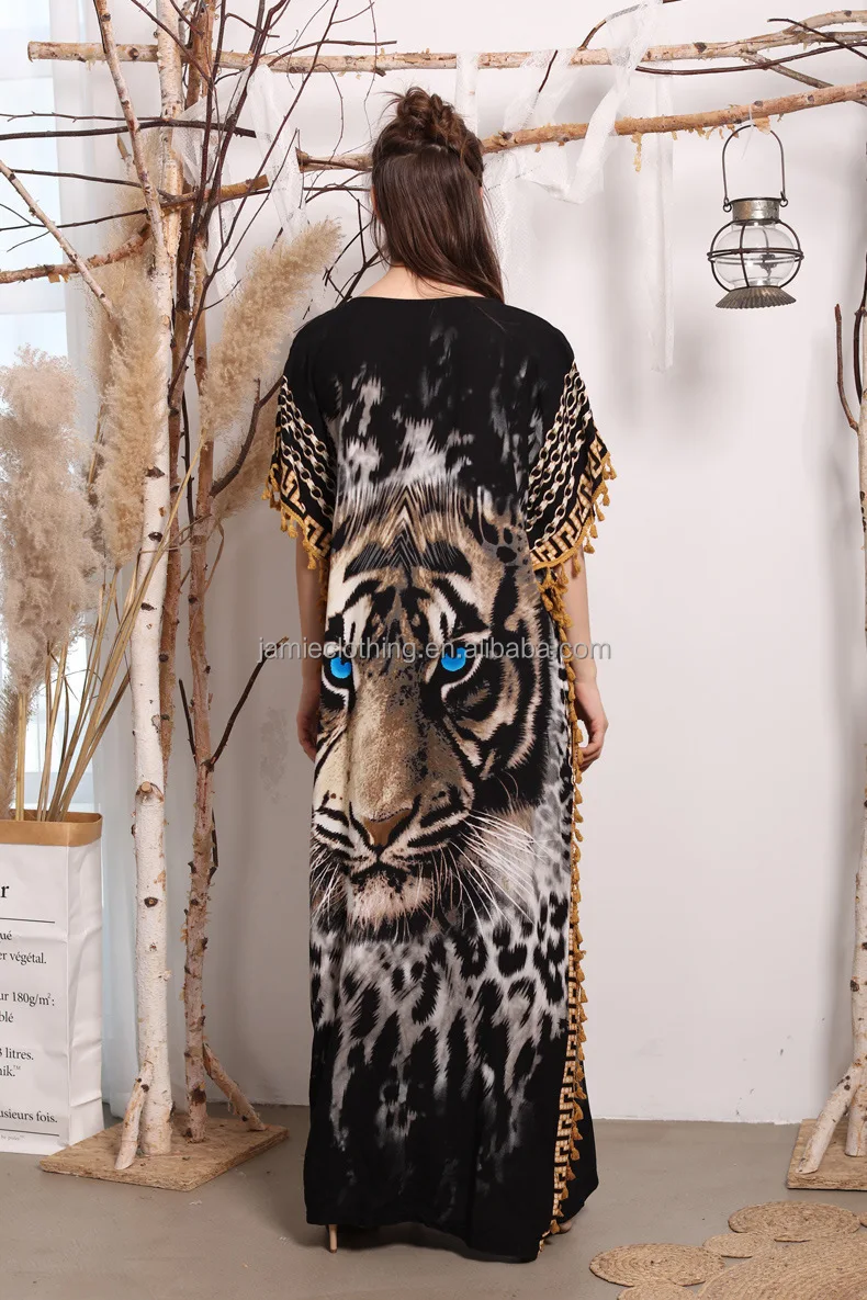 2024 New Arrival Muslim Womens Dress Middle Eastern Printed Tassel