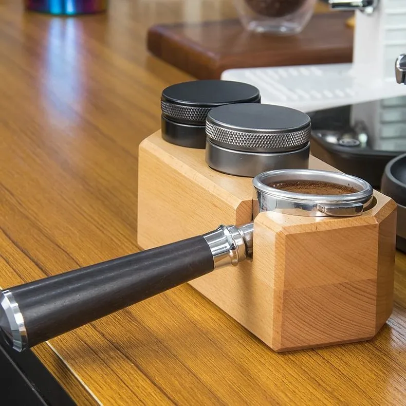 Tamp Station Wooden Coffee Portafilter Holder Tamper Stand Coffee ...