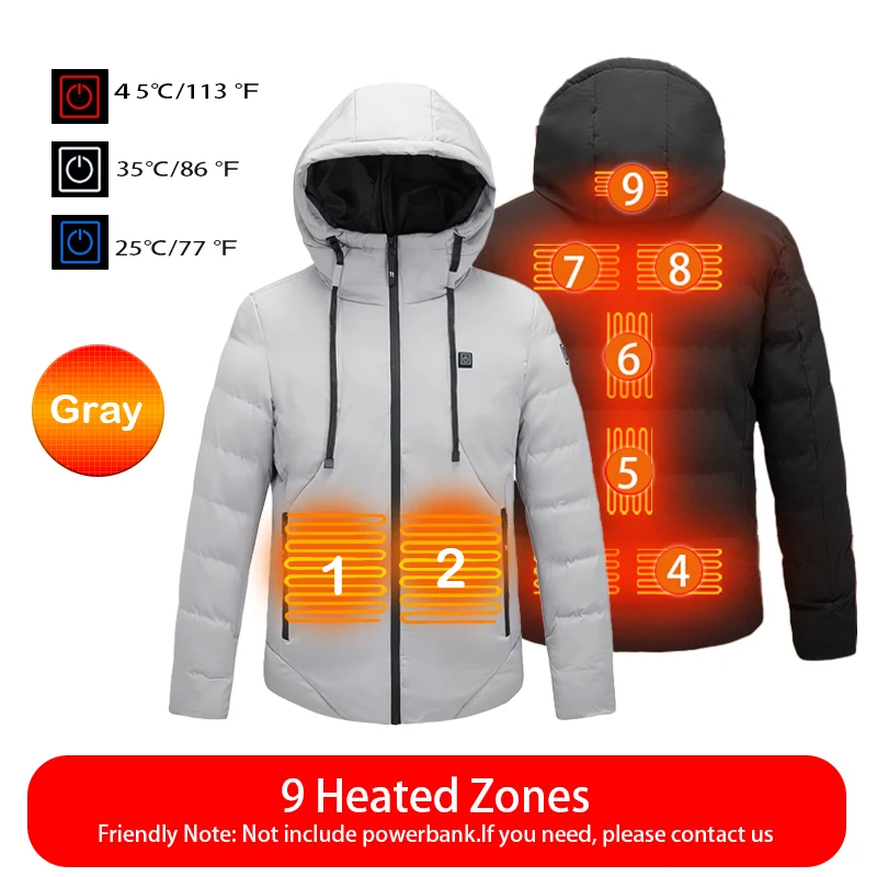 9 Fever Zones Electr Heat Jacket Rechargeable Power Bank Waterproof ...