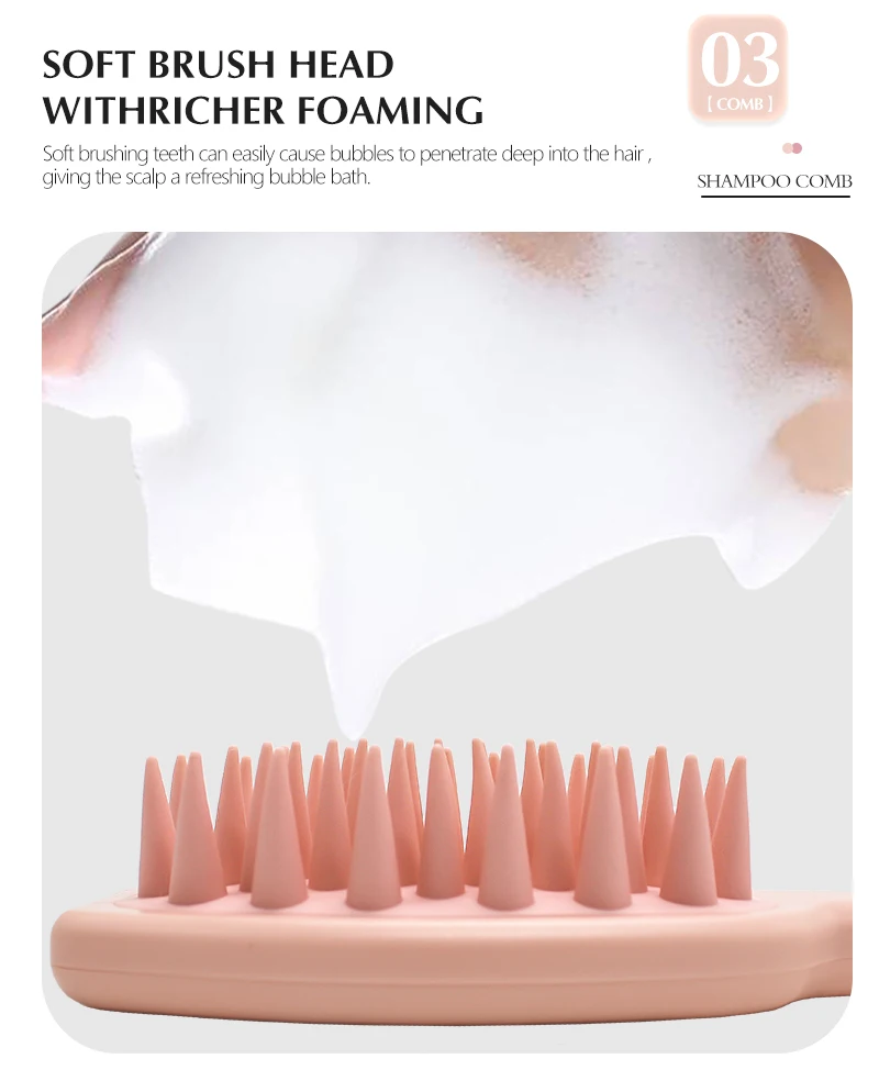 Soft Silicone Bristles Detangling Shampoo Hair Brush