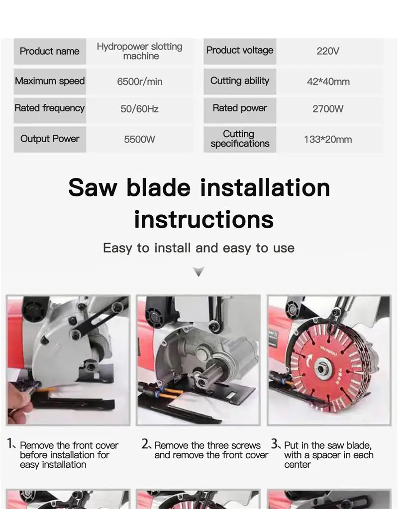 160 Wall Chaser 4800w Portable Power Tool Saw Cutting Machine Electric ...