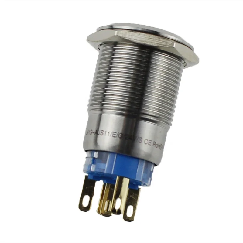 LA19-AJS 19mm Metal Push Button - Double Pole Double Throw