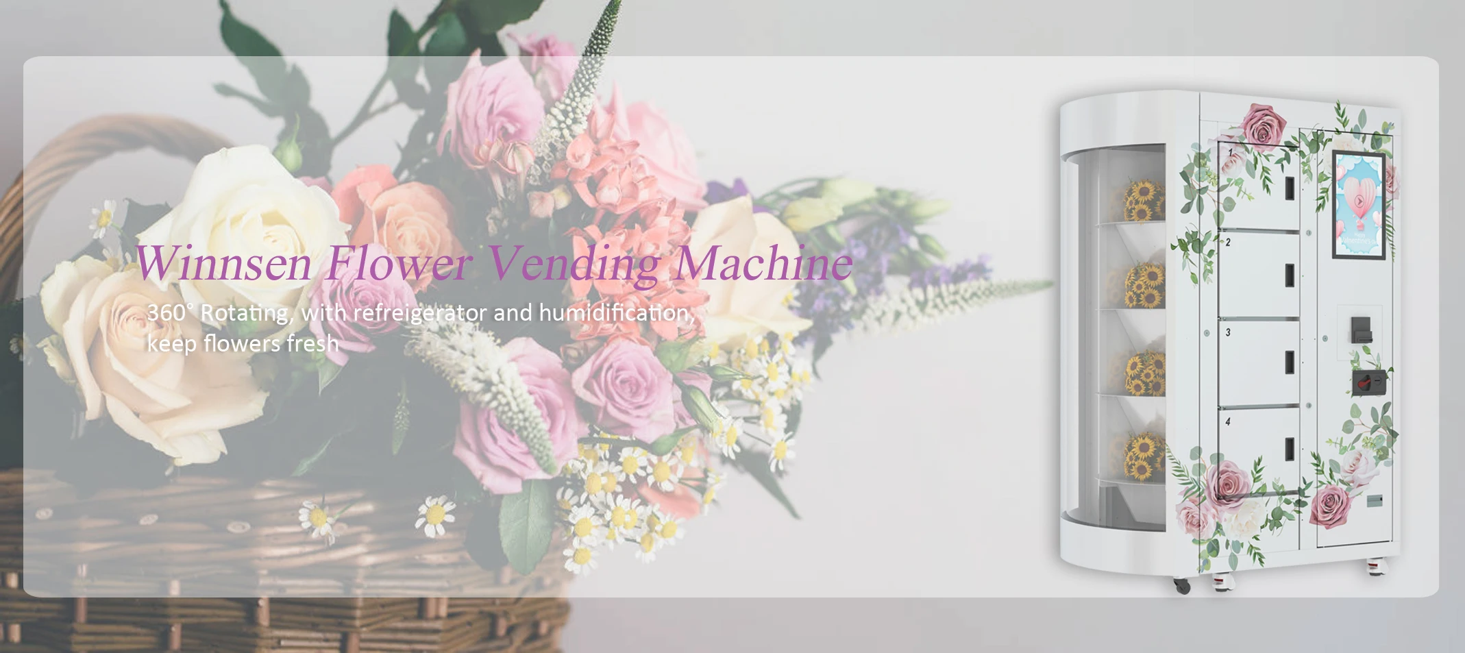 Fresh Flower Floss Vending Machine Selling Big Size Bunch Of Flowers ...