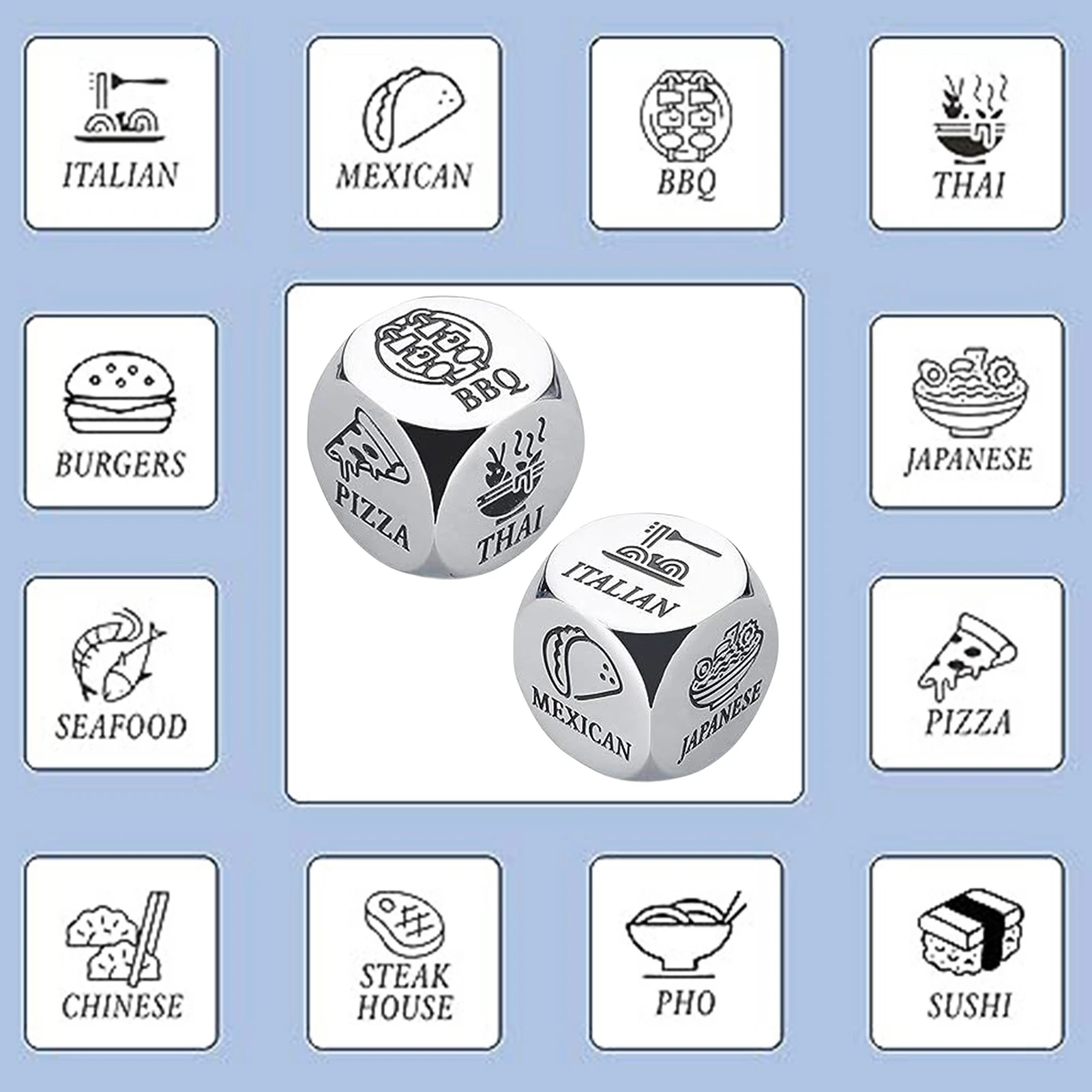 Customized Metal Food Decision Dice Decider Date Night Dice For Couple ...