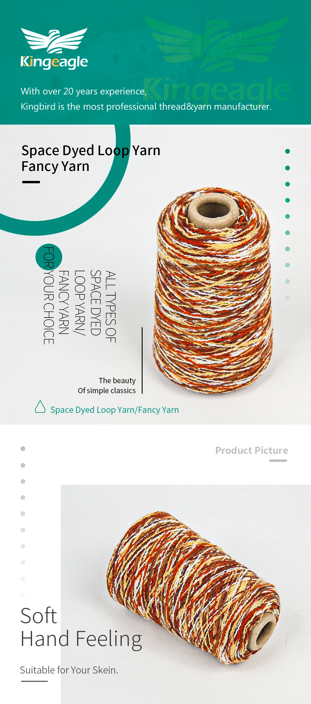 Kingeagle Beautiful Looking 7.3nm Space Dyed Fancy Yarn Loop Yarn Smooth - Buy Acrylic Yarn ...