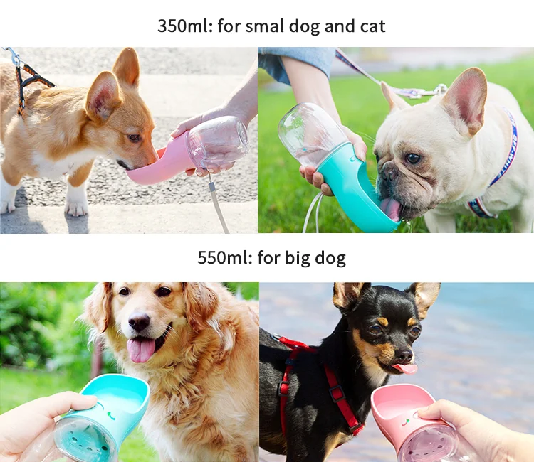 350/550ml Leak Proof Portable Puppy Pet Water Dispenser Foldable Dog Water Bottle For Outdoor ...