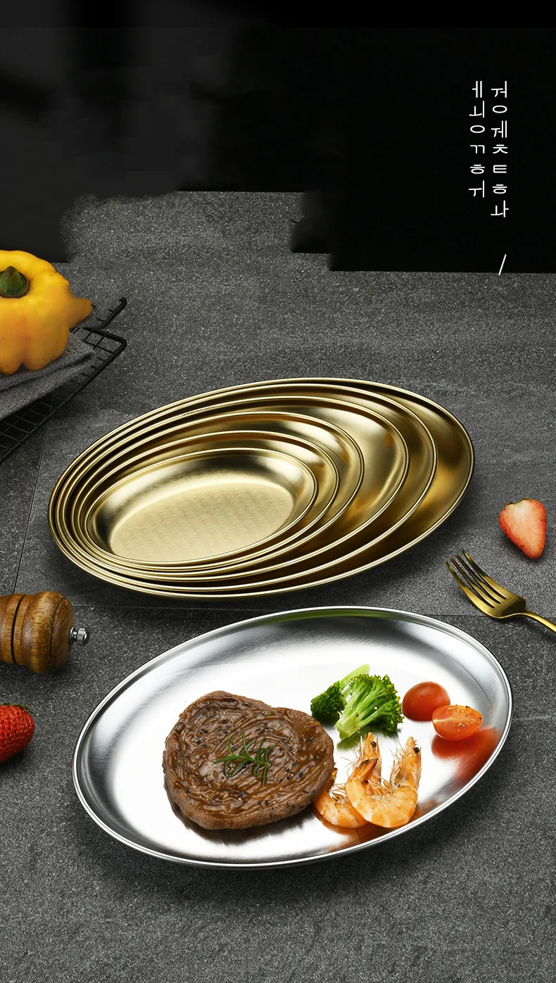 Stainless Steel Round Korean Style Dinner Plate High Quality Dinner ...