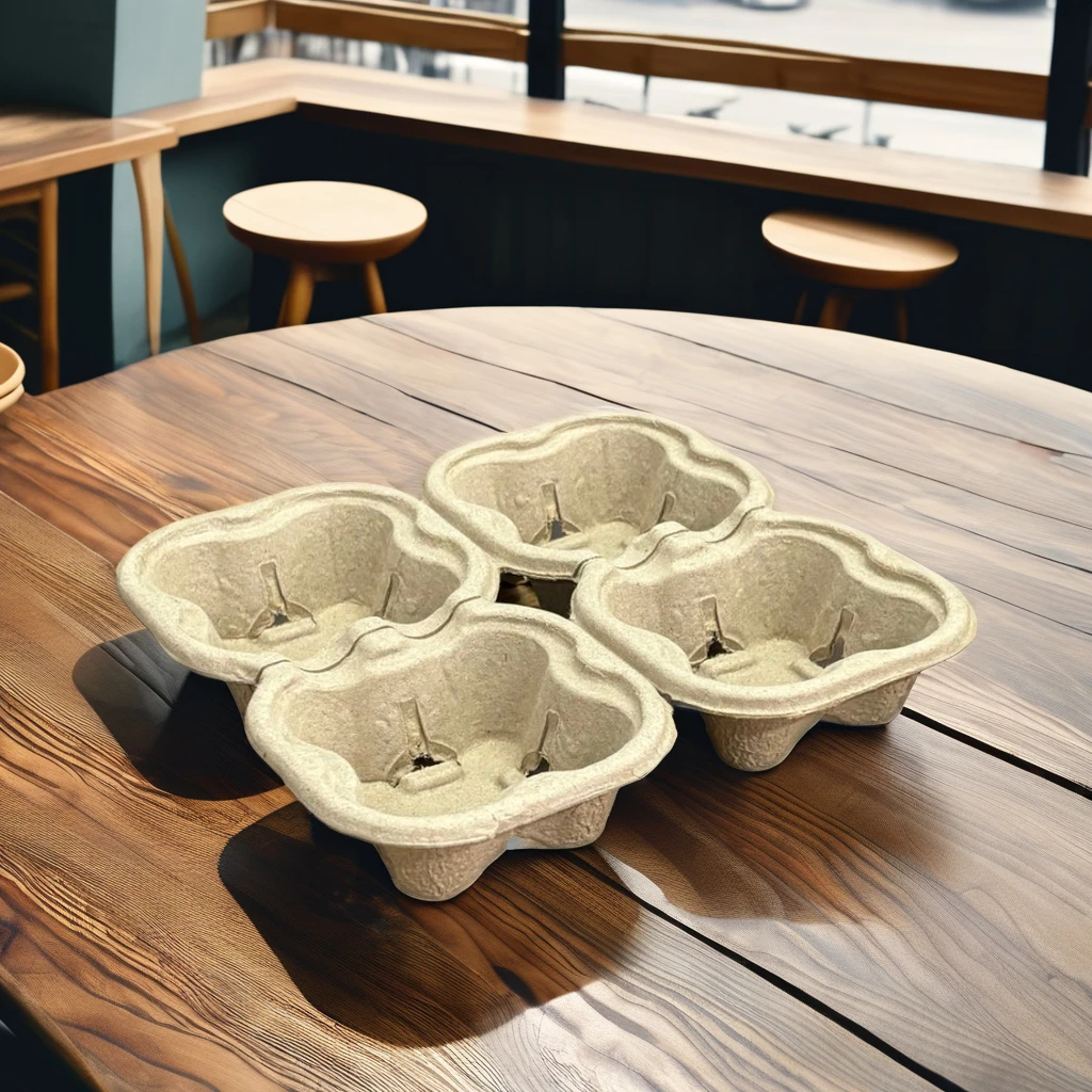 Beverage 2/4 Paper Cup Tear Carriers Tray biodegradable hot drink ...