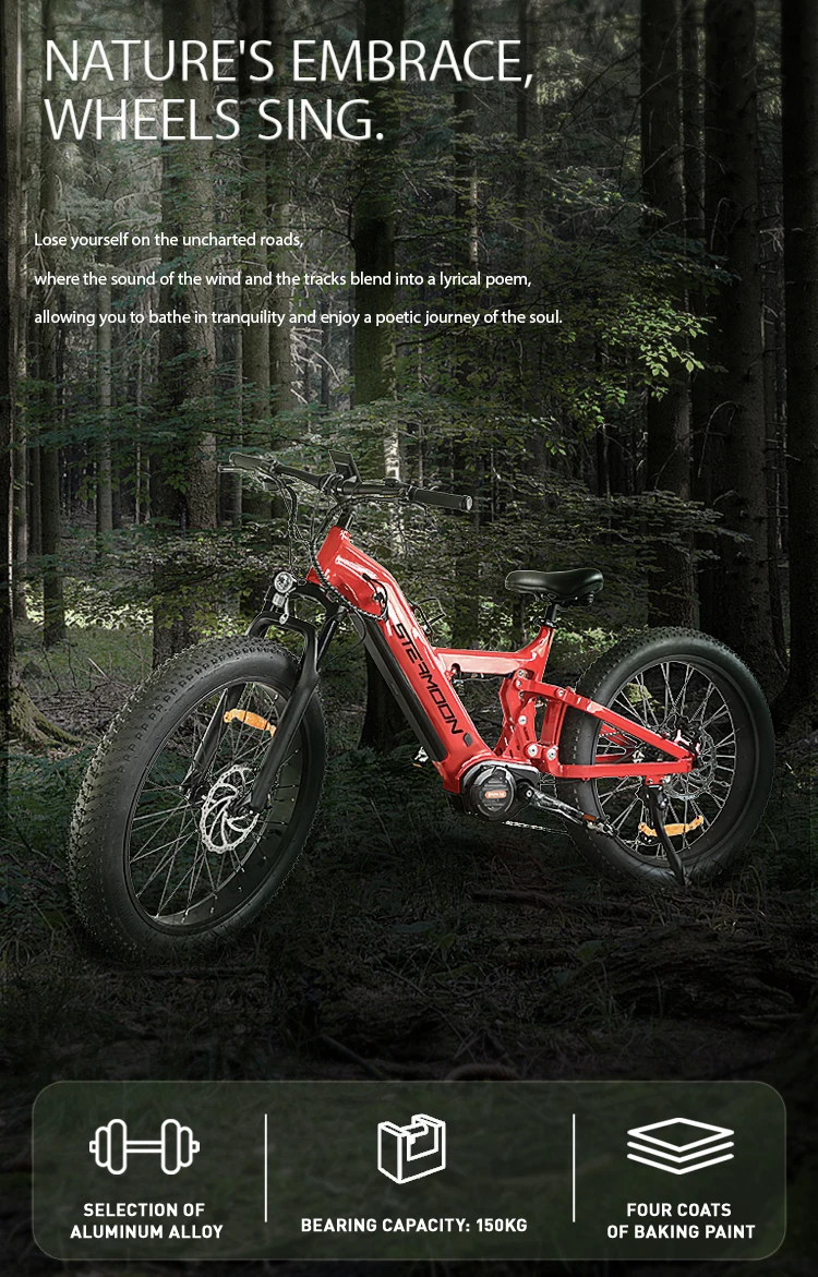 Vintage Style Full Suspension Ebike Dual Air Suspension 1000w Motor 26 Inch Fat Tire Ebike Full ...