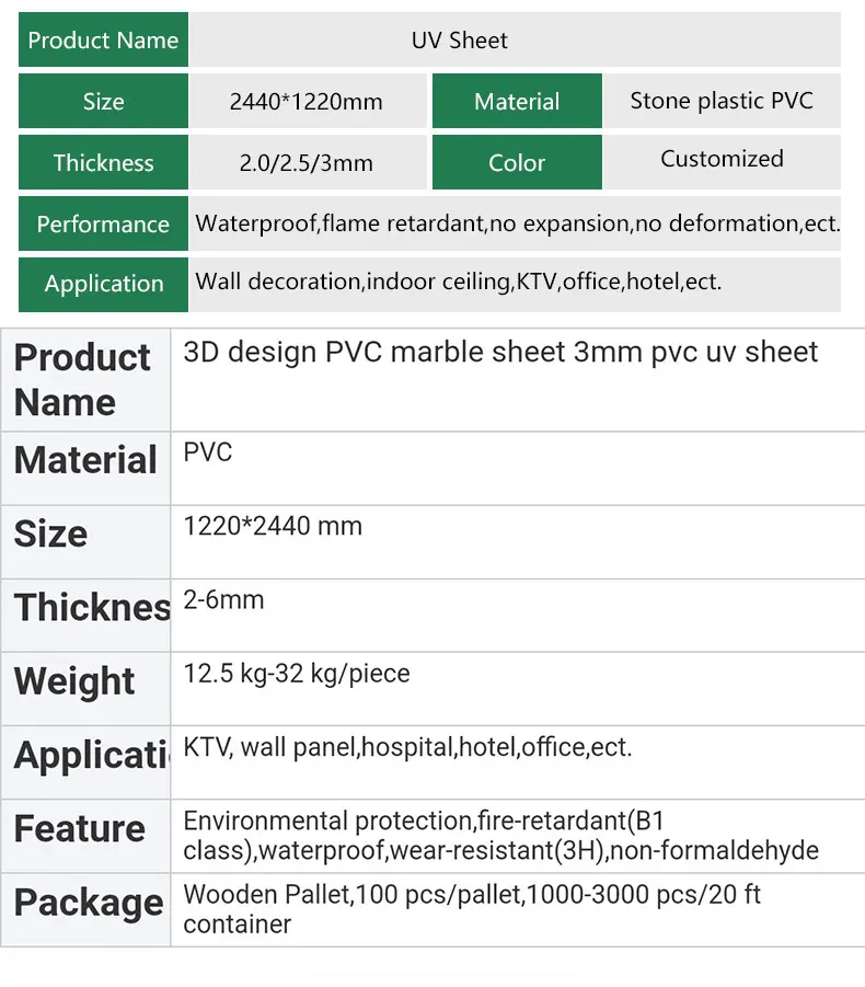 Uv Marble Sheet PVC - Durable, Heat Insulating Panels