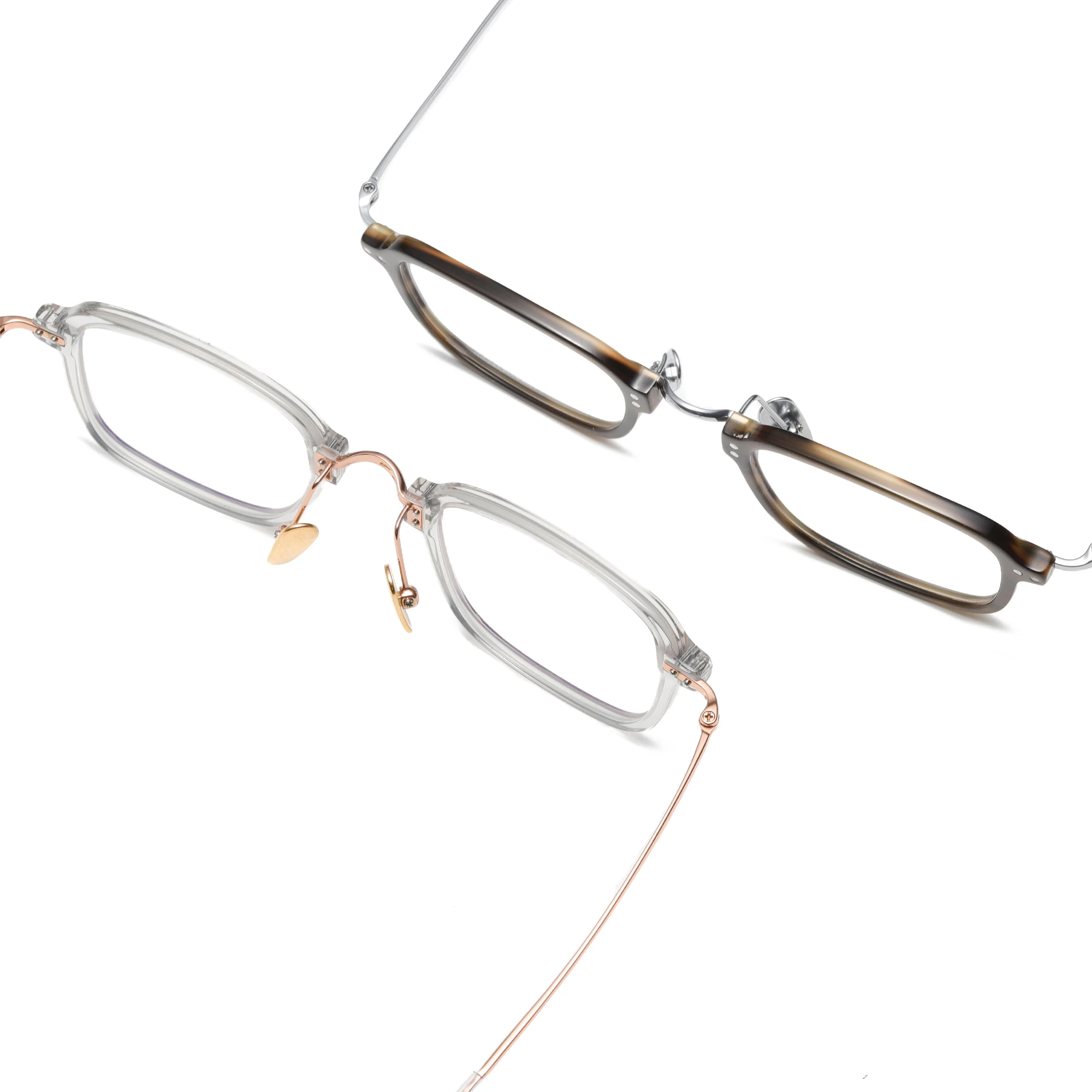 Square Gold Edge Ice Blue Ultra-light Titanium Glasses Frame ...