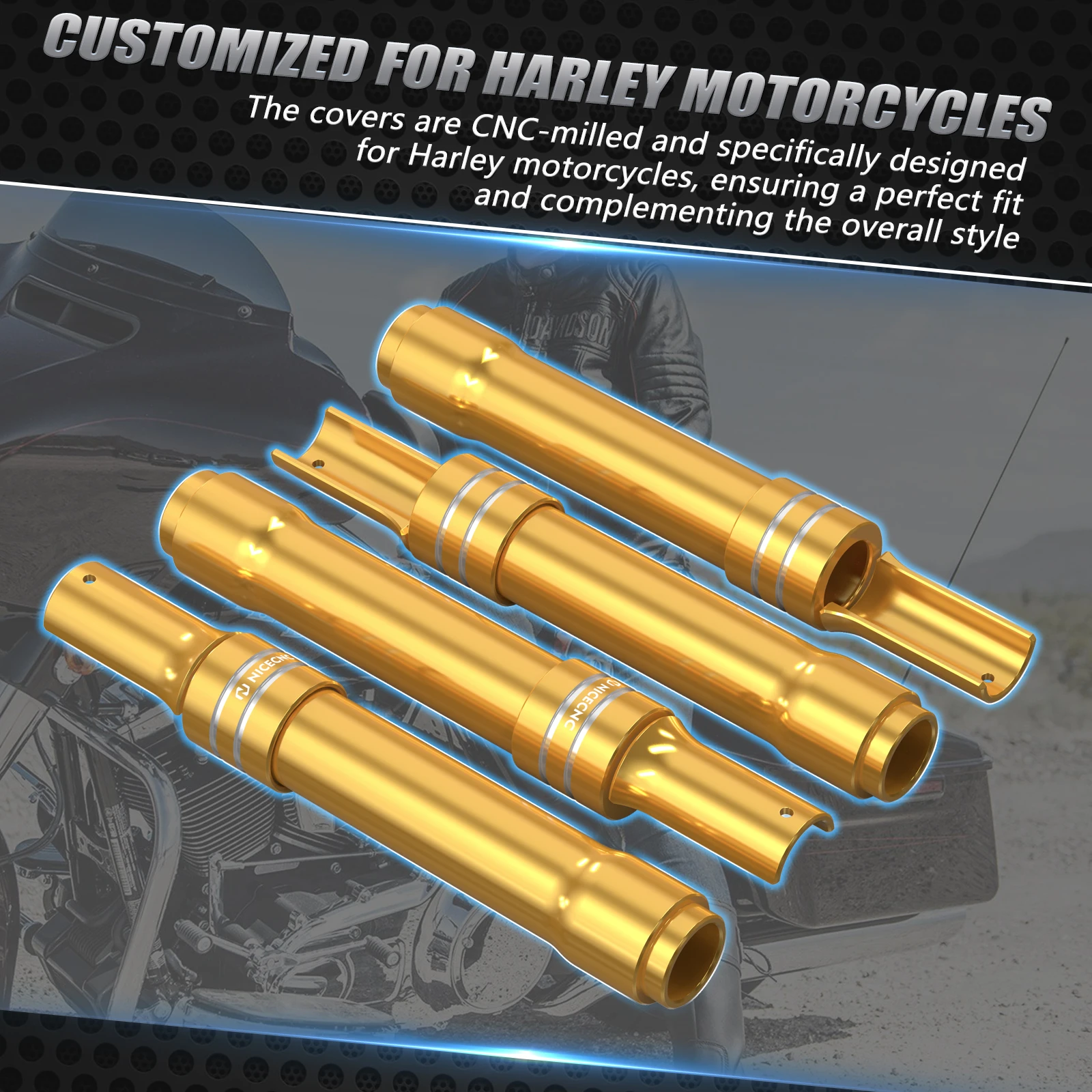 Nicecnc Aluminum Pushrod Tube Covers for Harley-davidson