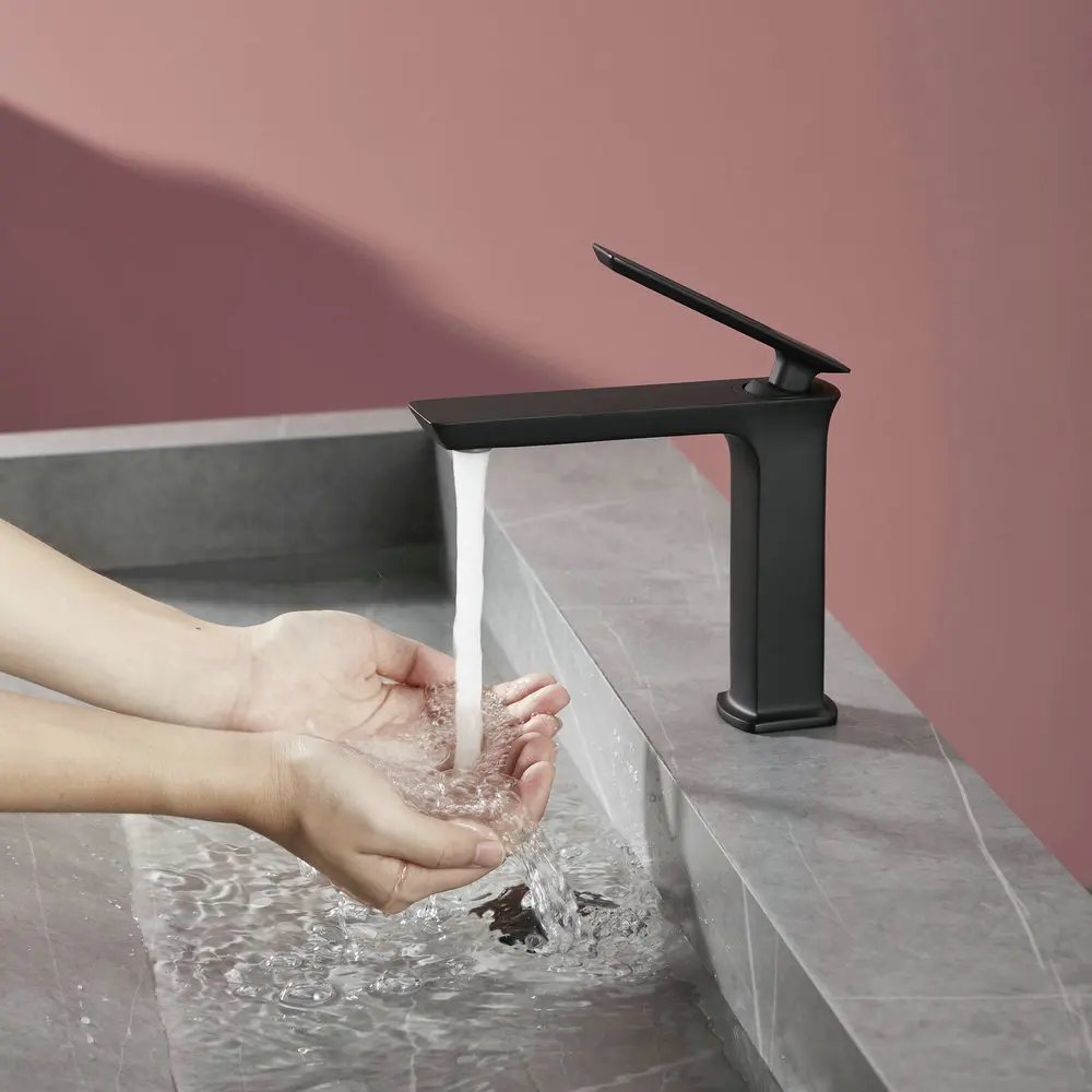 Modern Black Washroom Mixer - Brass Bathroom Faucet