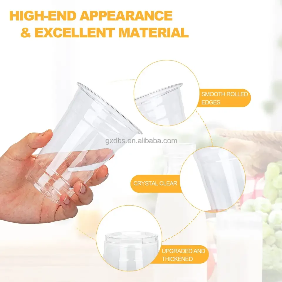 Disposable Polypropylene Cup Bubble Tea clear Cup Custom Plastic Pet/pp ...
