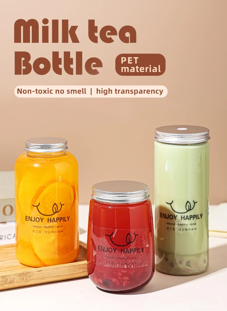 2024 New Milk Tea Shop Transparent Bear Plastic Bottles 350ml 500ml ...