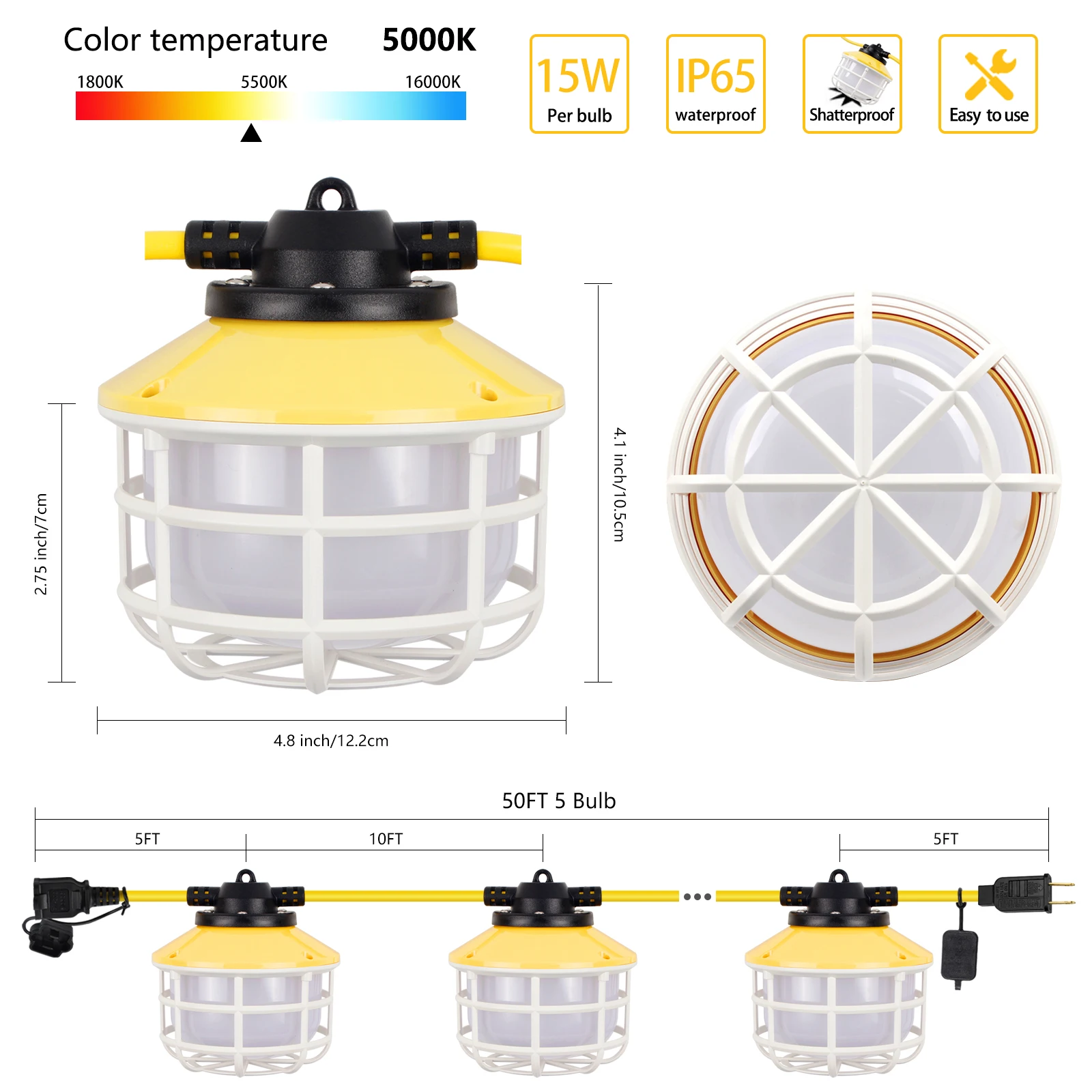 Industrial Grade Explosion Proof Construction String Light 50ft 75w Led ...