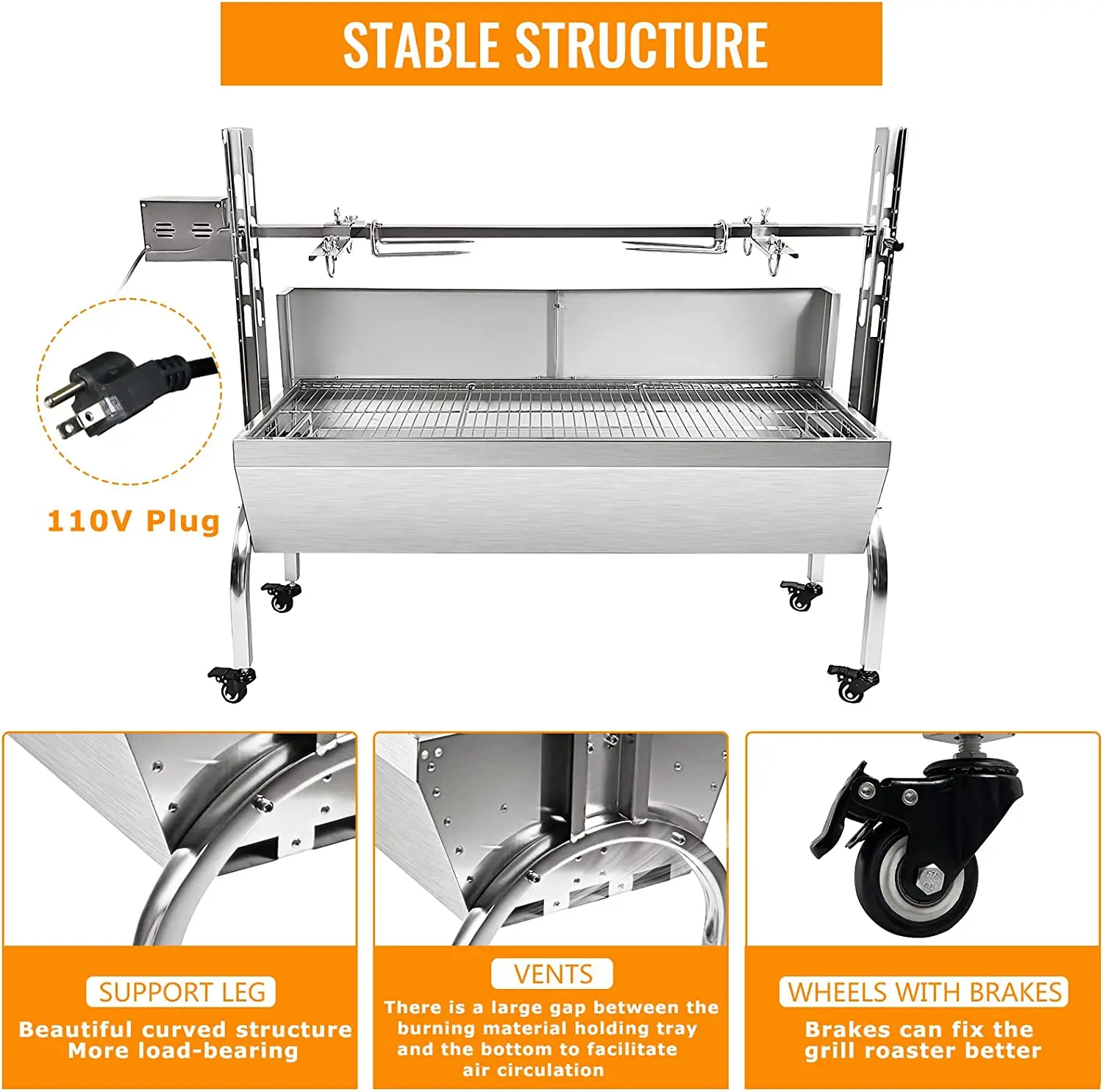New Arrival Trolley Charcoal Grill Roasting Meat Barbecue Machine For ...