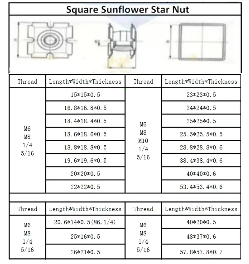 M6 M8 Pipe Connector Threaded Inserts Nut for Steel Tubes