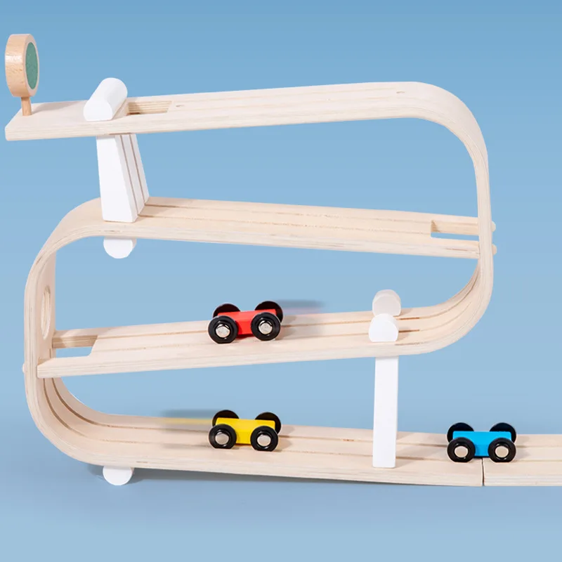 Wooden Ramp Racer Car Race Track Wooden Toys Car Ramp Race Set For ...
