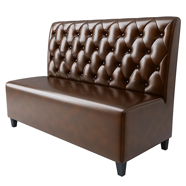 Restaurant Used Leather Chesterfield Booth - Retro High Back