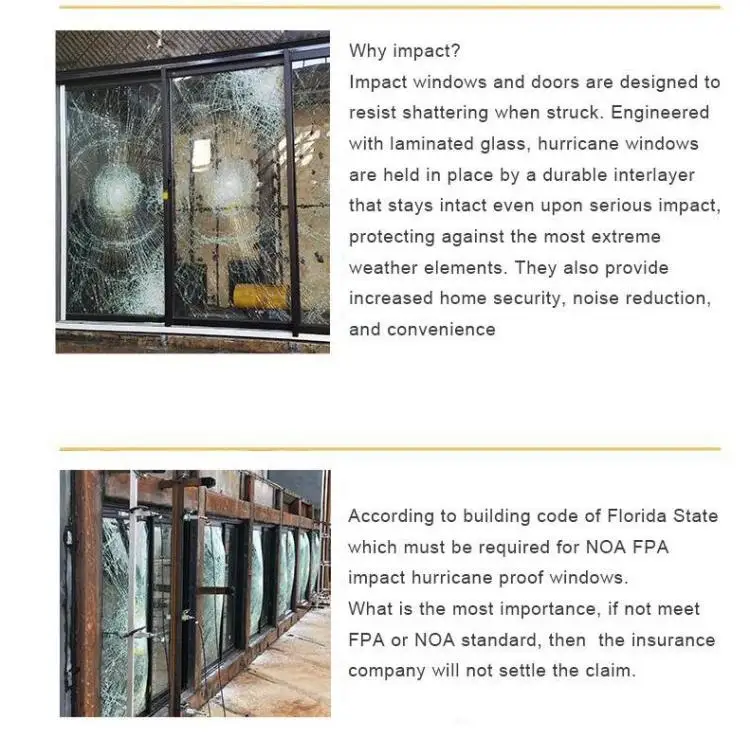 Miami NOA Approved Hurricane Proof Impact Resistance Door