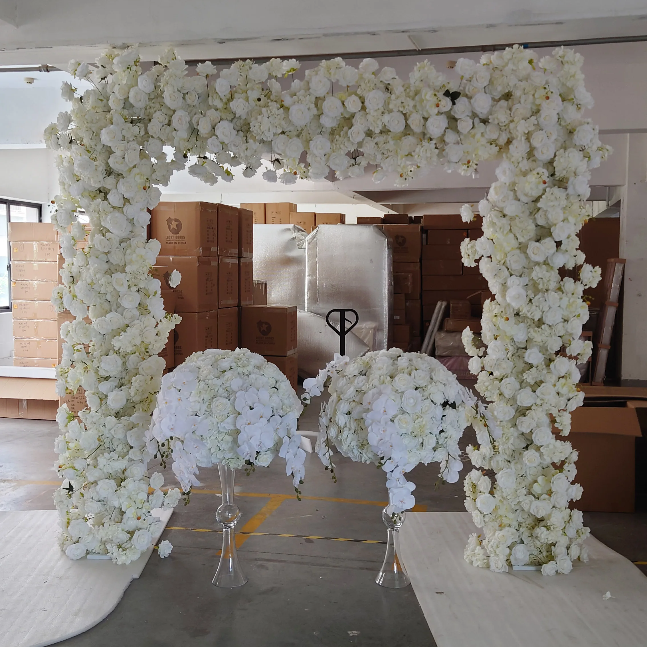 Lfb1726 Flower Runner White Silk Rose Hydrangea Flower Runner Flower ...