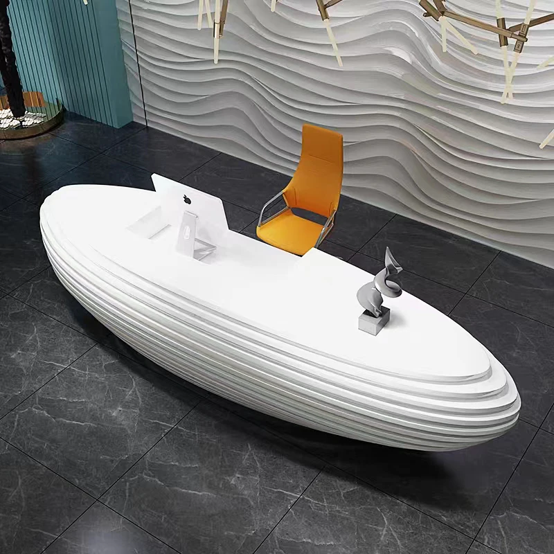 High Quality Company Reception Desk Modern Design Oval Shaped Office ...