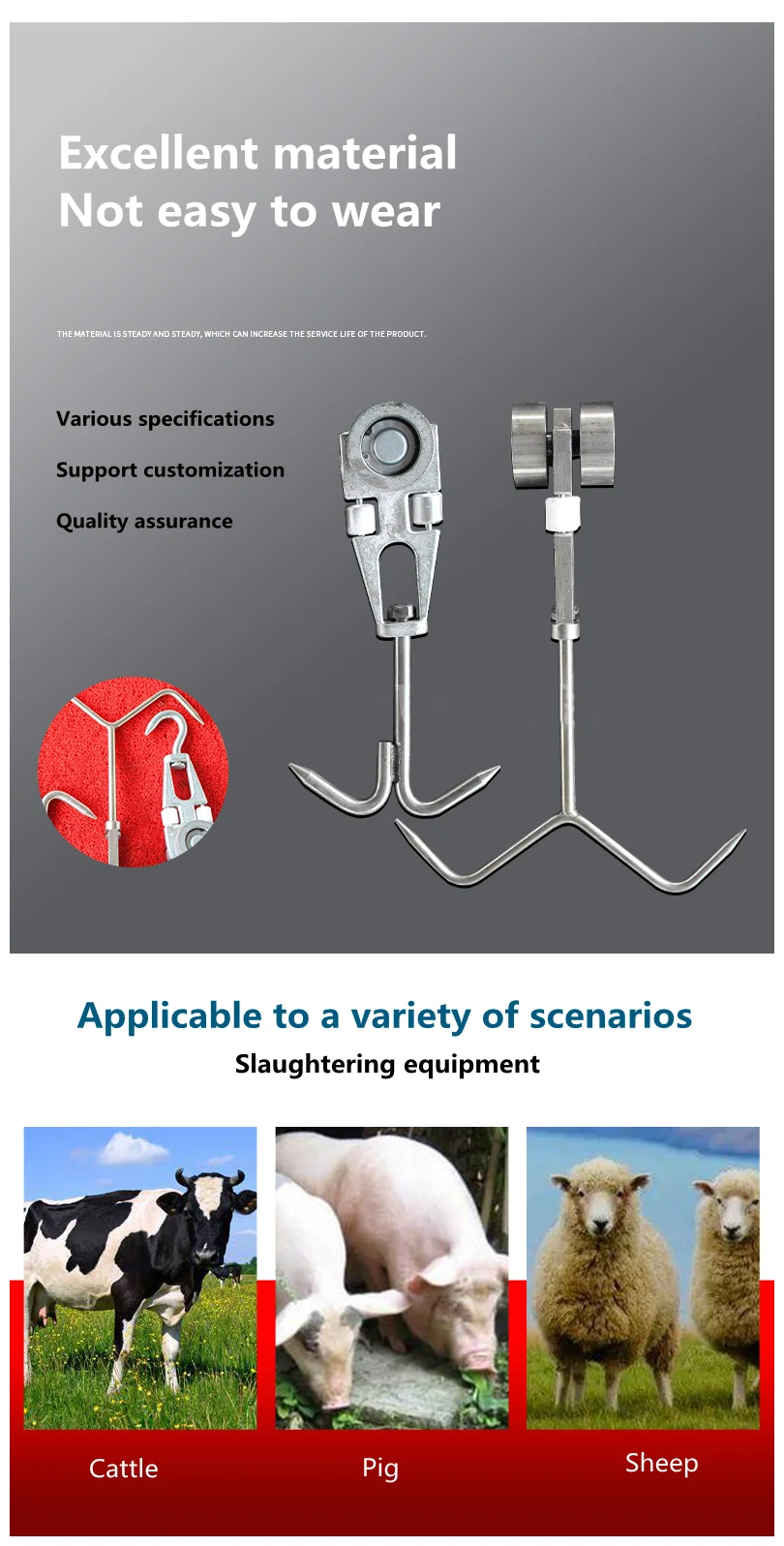 Lifting Pulley Slaughterhouse Line Of Bovine Cattle Abattoir Hook For ...