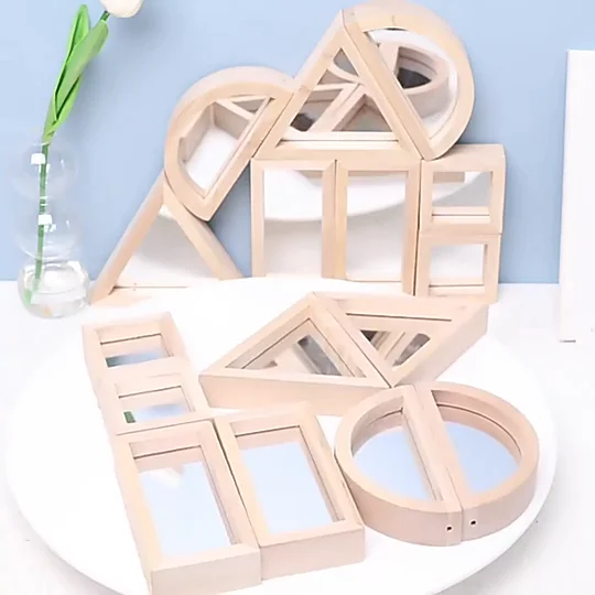 2022 Factory Wooden Mirror Blocks 24pcs Building Block Sets For Kids ...