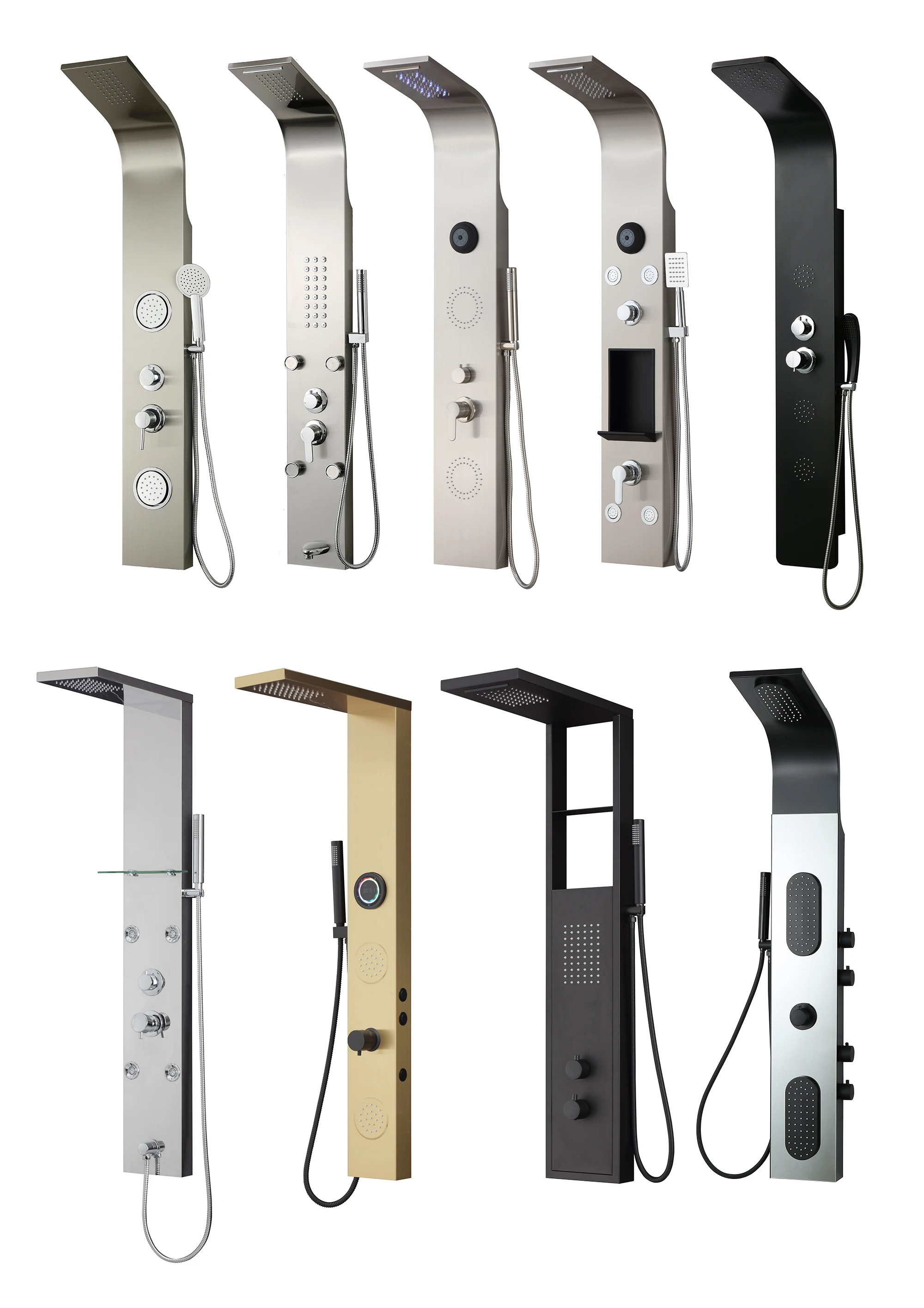 Luxury Golden Brushed Shower Tower Panel - Intelligent Waterfall Spa ...