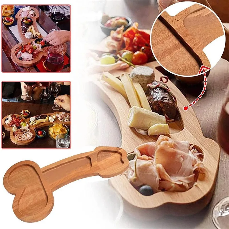 Funny Solid Wood Aperitif Board Penis Shape Food Display Decor Cheese ...