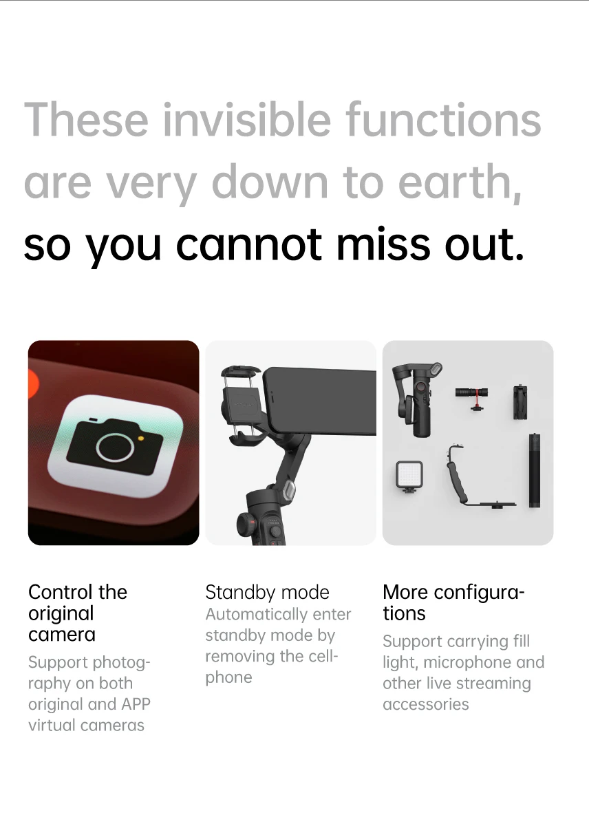 AOCHUAN Smart XE 3-Axis Gimbal Stabilizer - Foldable Selfie Stick with ...