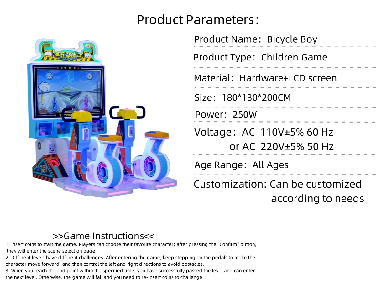 Indoor Coin Operated Racing Arcade Bicycle Simulator Kids Arcade Racing ...