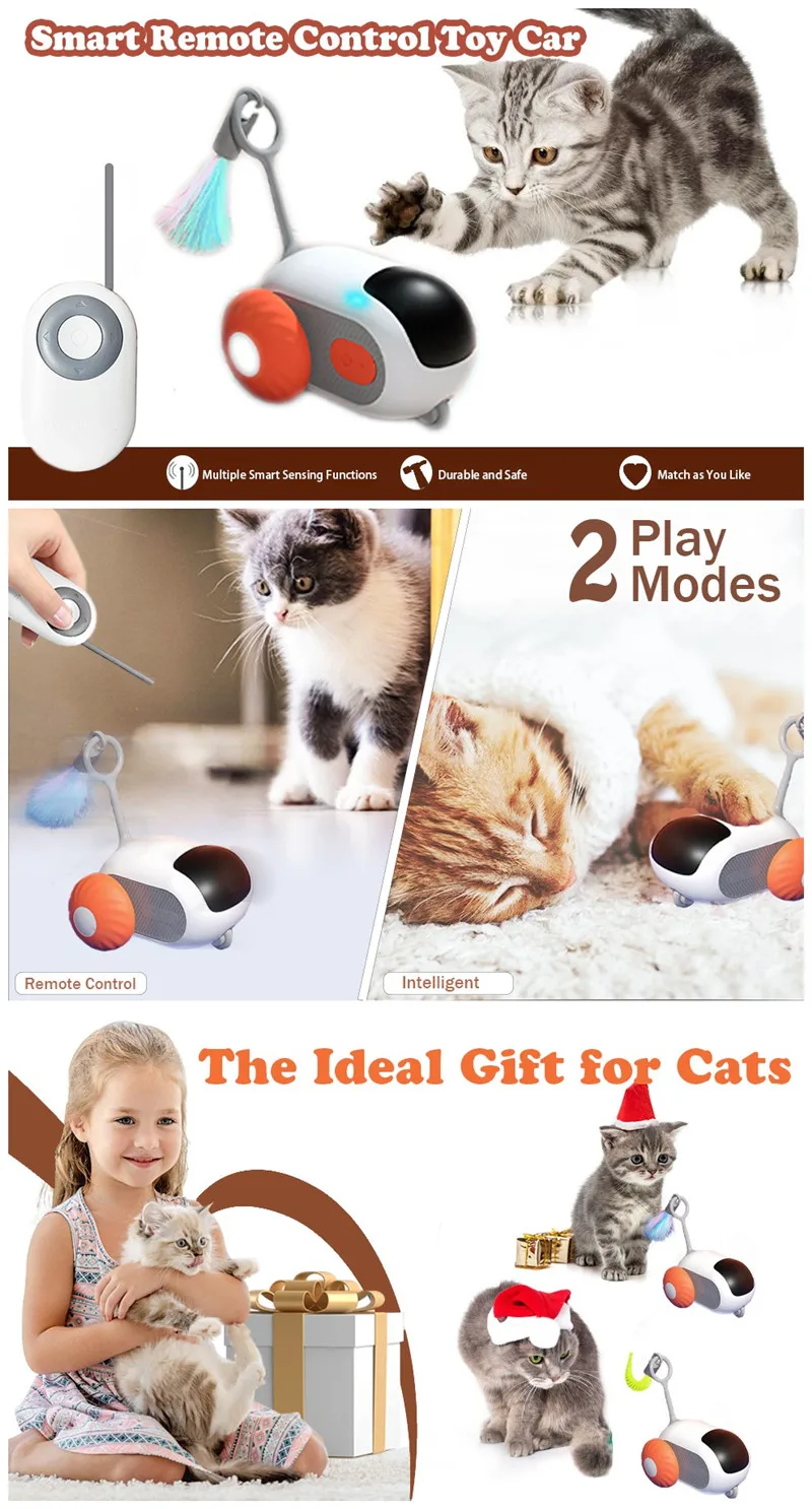 Smart Electric Remote Control Cat Toy Car Interactive Pet Car Toys ...