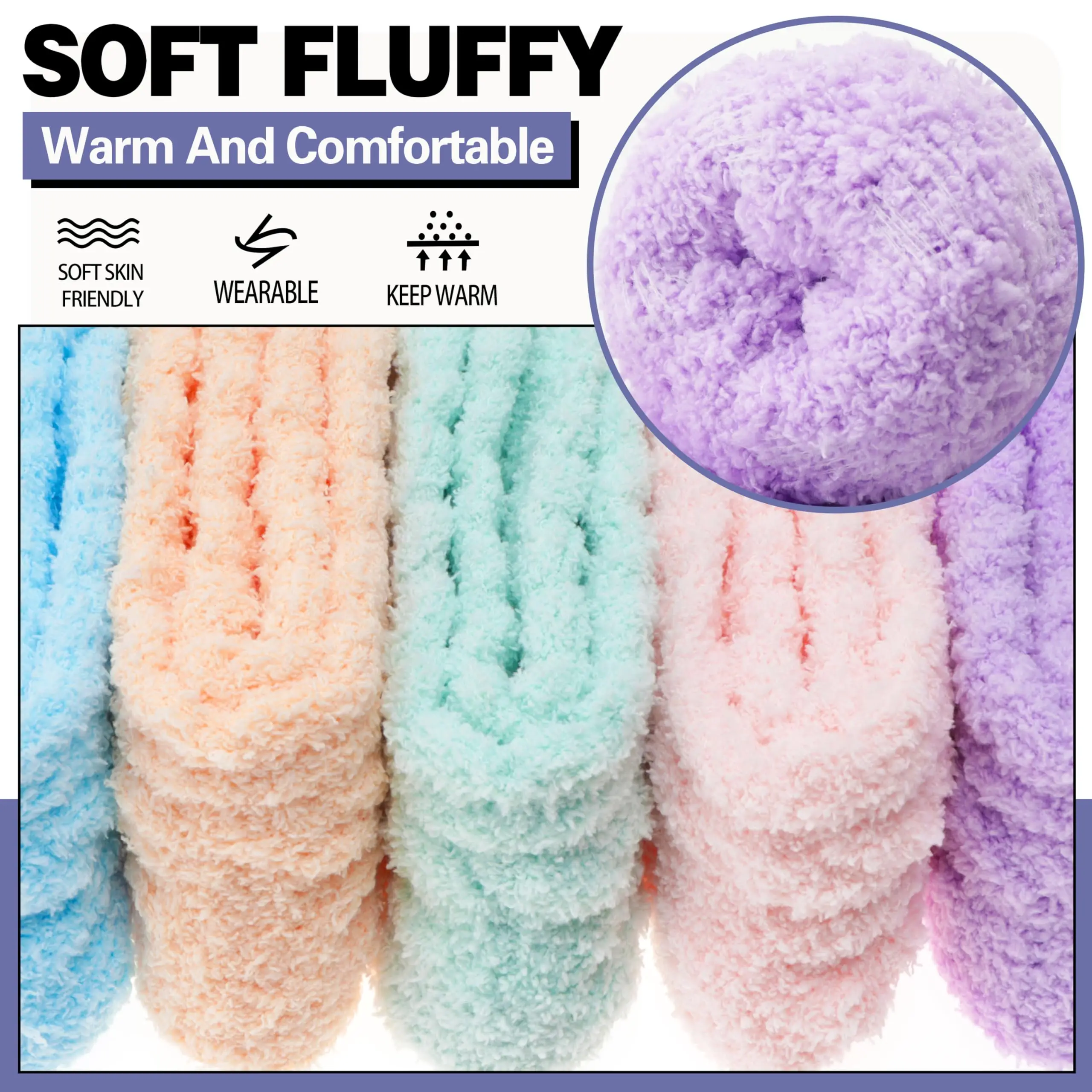 Autumn Winter Warm Soft Women Thickened Cozy Home Socks Mid-calf Fuzzy ...