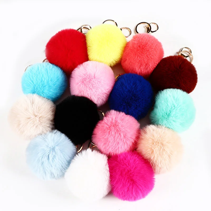 Multi Color Fur Ball Puffball Designs - Fluffy Cute Keychains