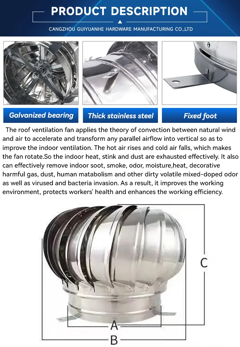 No Power Campervan Warehouse Roof Ventilation Fan Turbine Roof ...