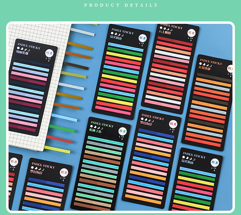 New Multi Color Waterproof PET Thin Strip Index Label Notepad Office ...