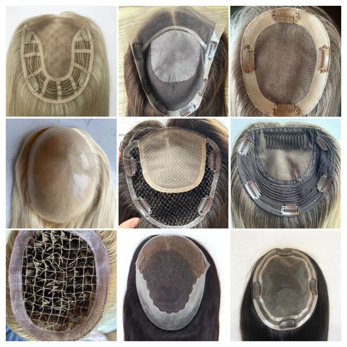 European Human Hair Silk Base Topper Highlights Blonde Color Body Wave ...