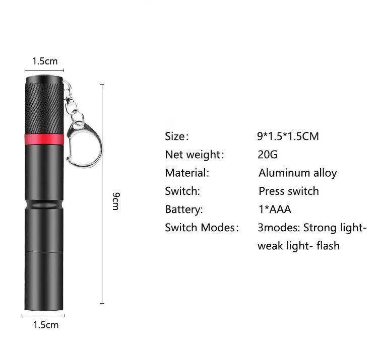 Portable Keychain Flashlight Mini AAA Battery Torch Light Small Size ...