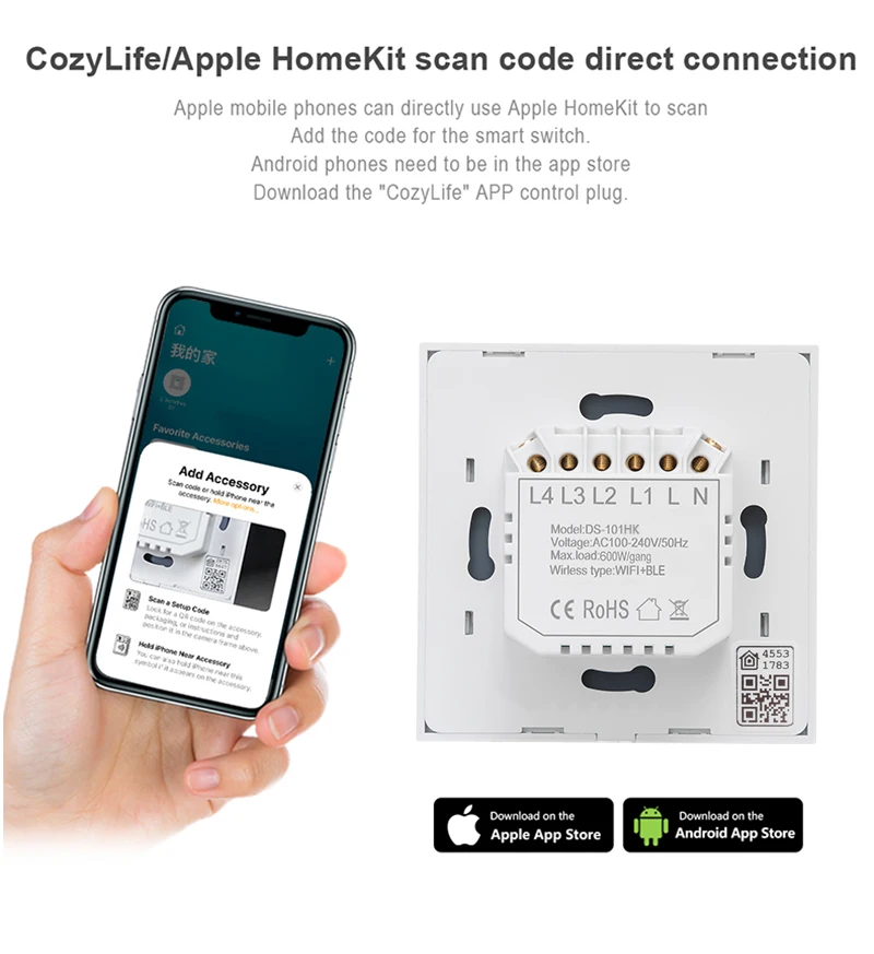 Home Automation Dual Mode Ble Wifi Smart Light Wall Switches ...