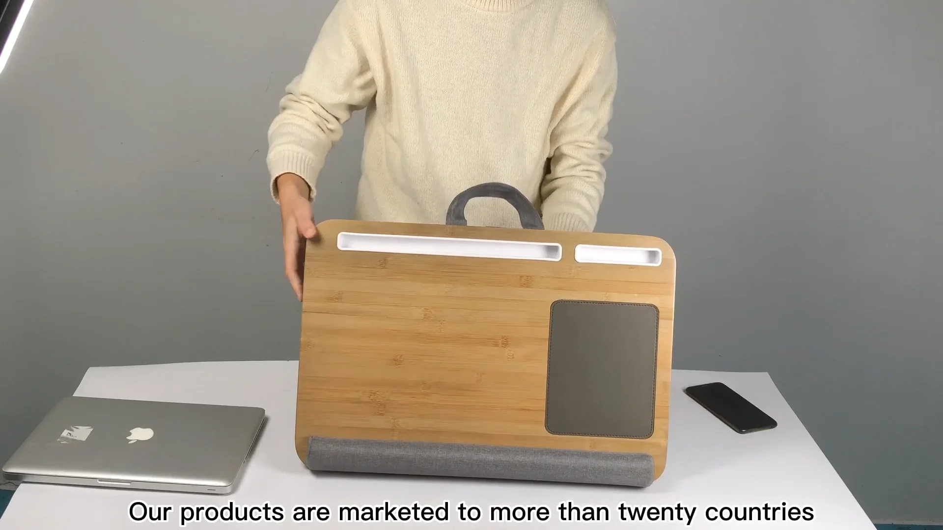 Wdf Custom Notebook Stand Lap Desk Soporte Para Laptop Cushioned Bamboo ...