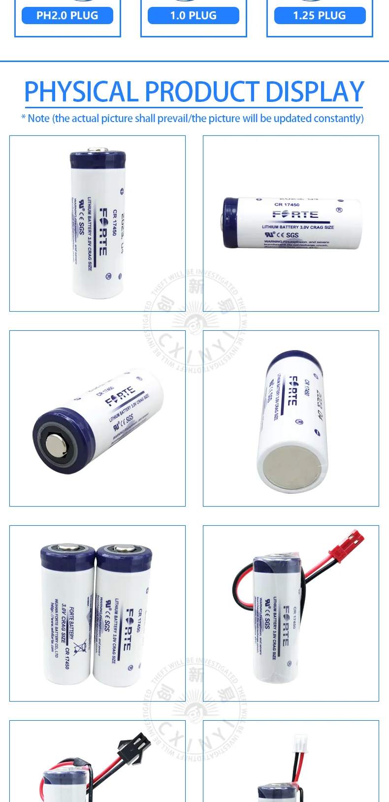 Forte Cr17450 2000mah Lithium Battery For Smart Water Meter Smoke Alarm ...