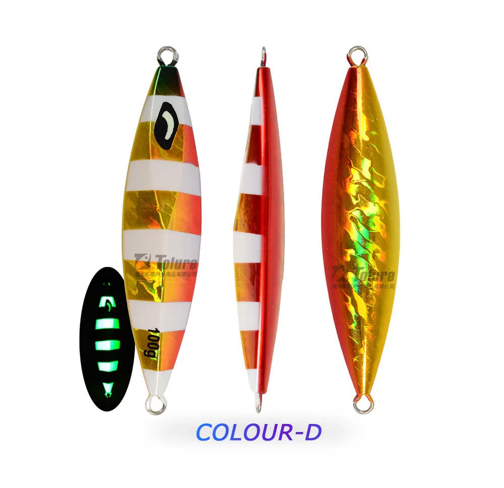 Tolure Luminous Metal Jig Lure Slow Pitch Jigging Lead Fish Iron Plate 80g 100g 120g 150g 200g ...
