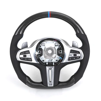 Custom Volant M Sport Leather Carbon Fiber Steering Wheel For Bmw G30 ...