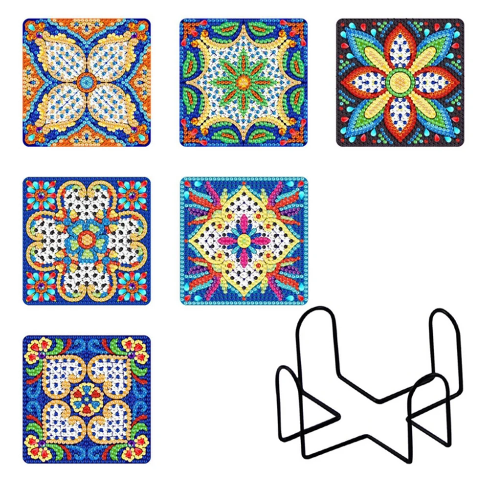 5d Square Special Shape Drills Mandala Diamond Art Painting Coaster Set ...